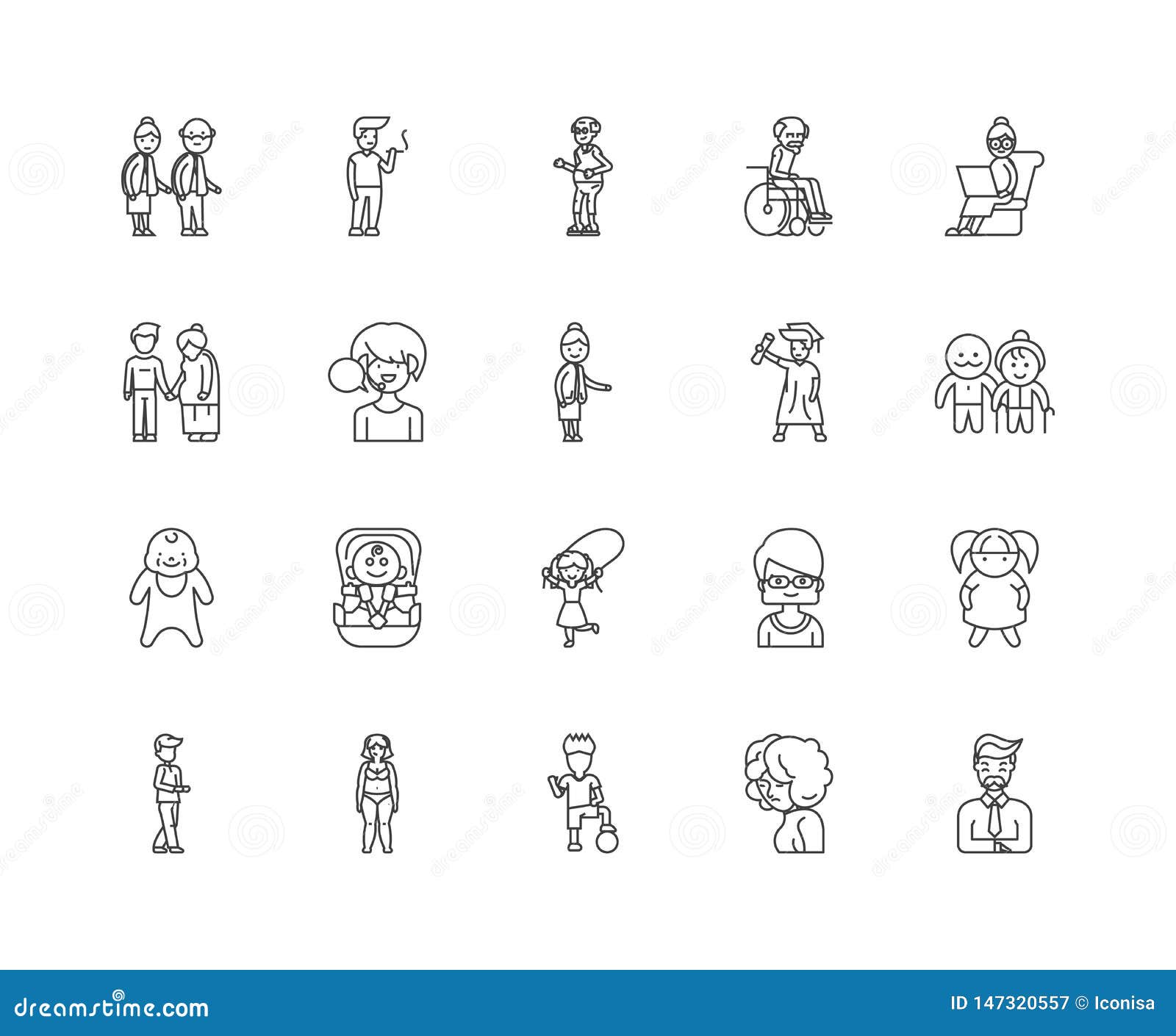 Age Line Icons, Signs, Vector Set, Outline Illustration Concept Stock ...