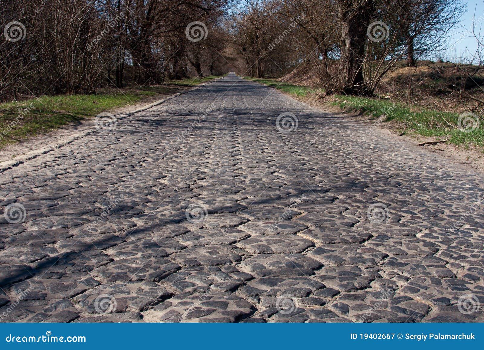 Age-old stone road stock image. Image of landscape, grass - 19402667