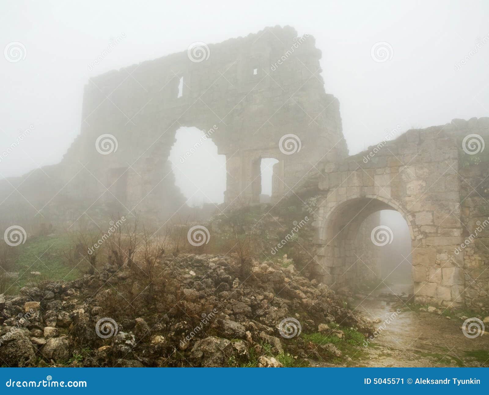 Age-old Stronghold Gate Arched Mist Morning Stock Image - Image of ...