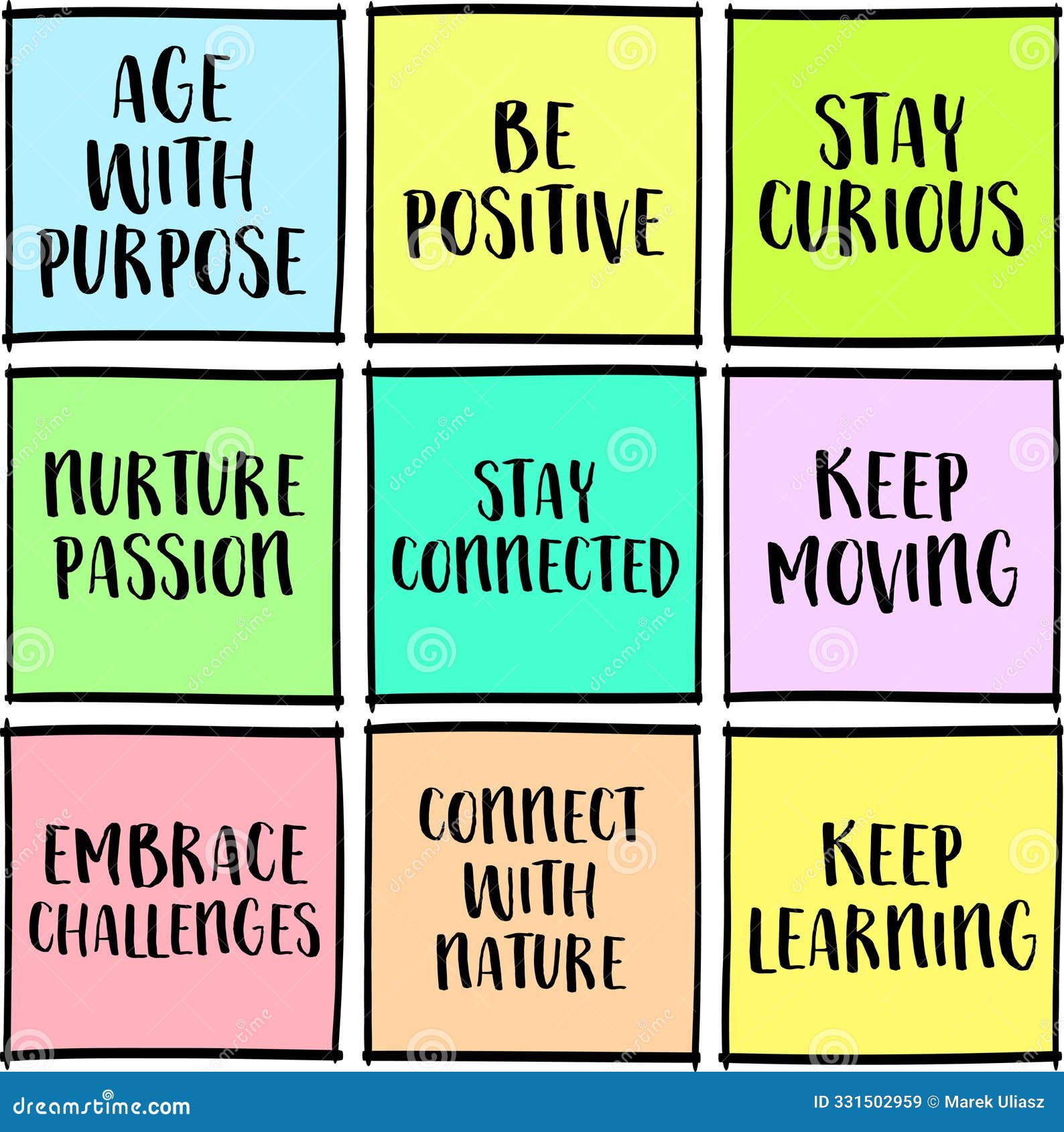 Age with Purpose, Healthy Aging Tips, a Set of Inspirational Reminder ...