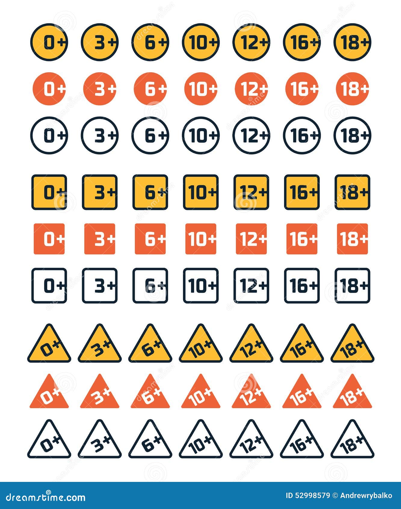 Age rating icons stock vector. Illustration of protection - 52998579