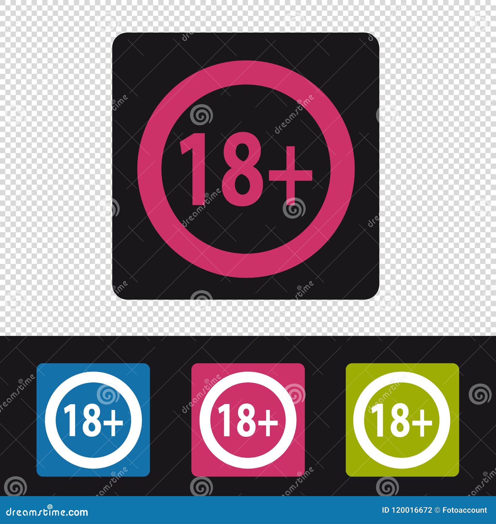 Age Rating 18 Plus Button - Colorful Vector Set - Isolated on ...