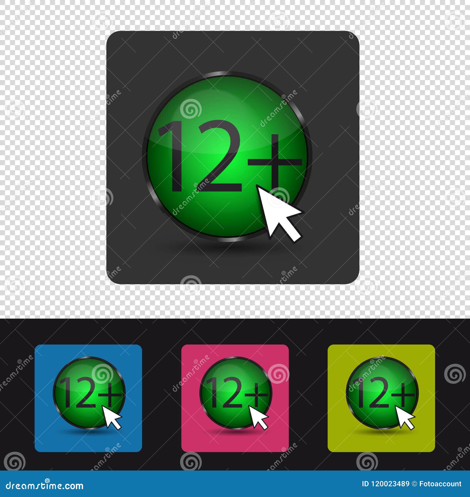 Age Rating 12 Plus - Colorful Vector Web Button - Isolated on ...