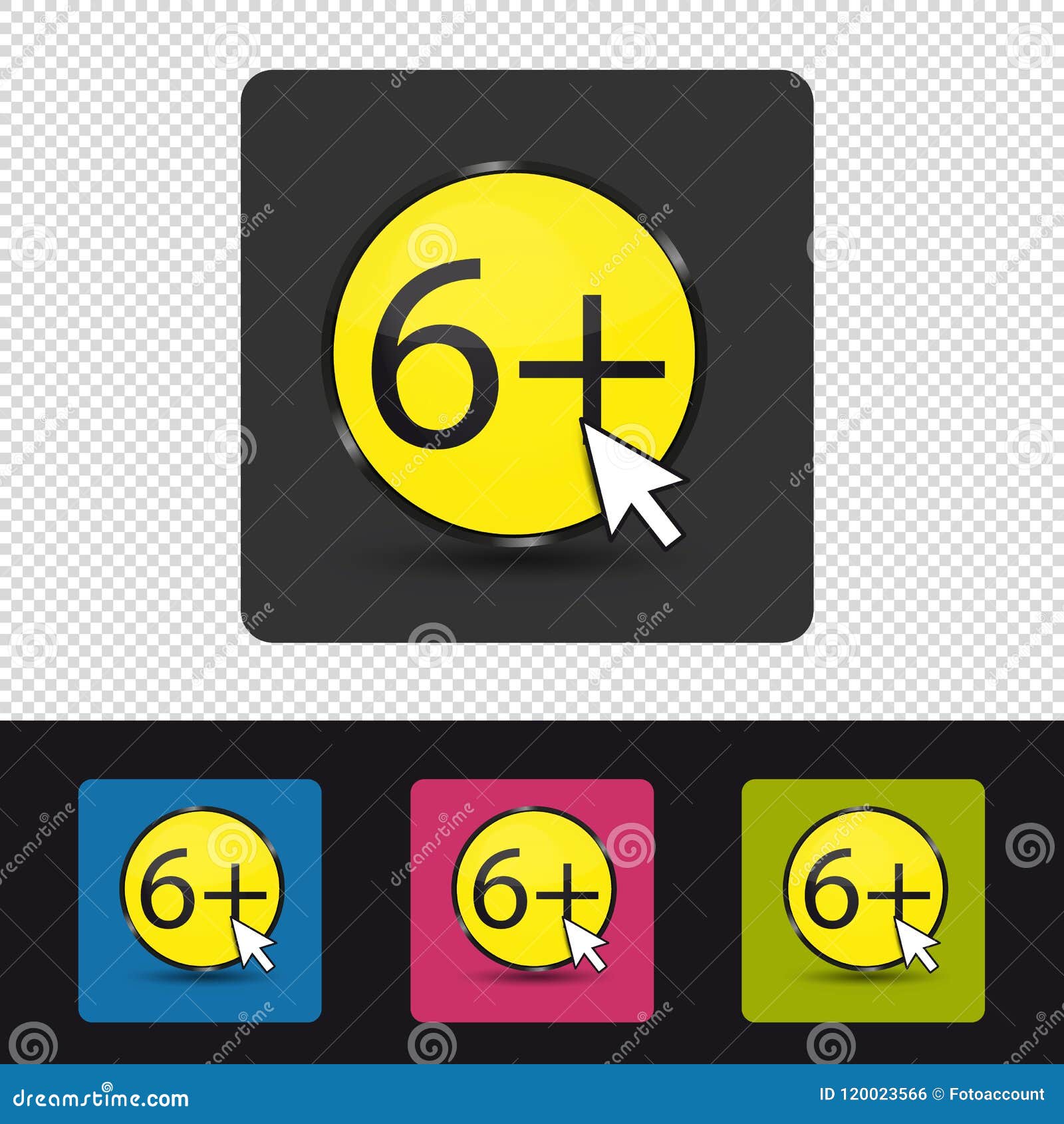 Age Rating 6 Plus - Colorful Vector Web Button - Isolated on ...