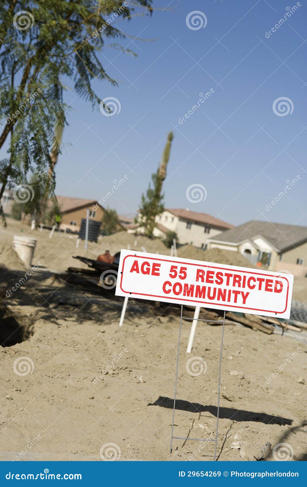 Age-Restricted Community Sign at an Empty Land Stock Image - Image of ...