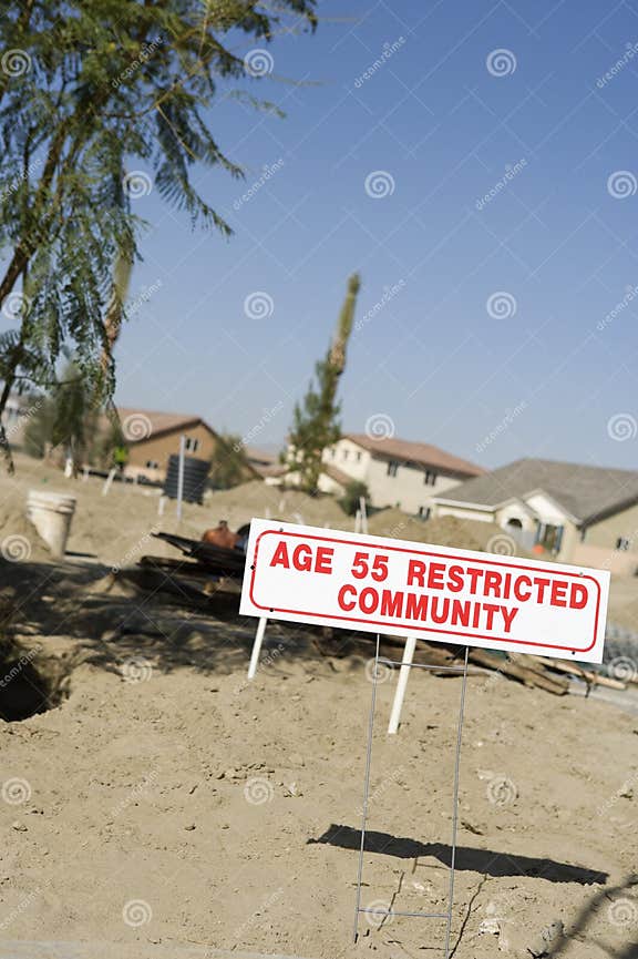 Age-Restricted Community Sign at an Empty Land Stock Image - Image of ...