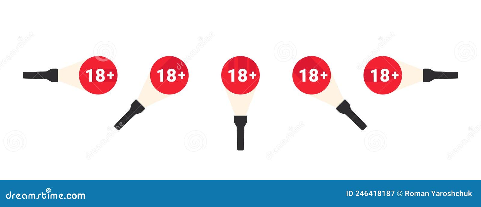 Age Restriction Icons. Mark Age Limit. Flashlight with Age Restriction ...