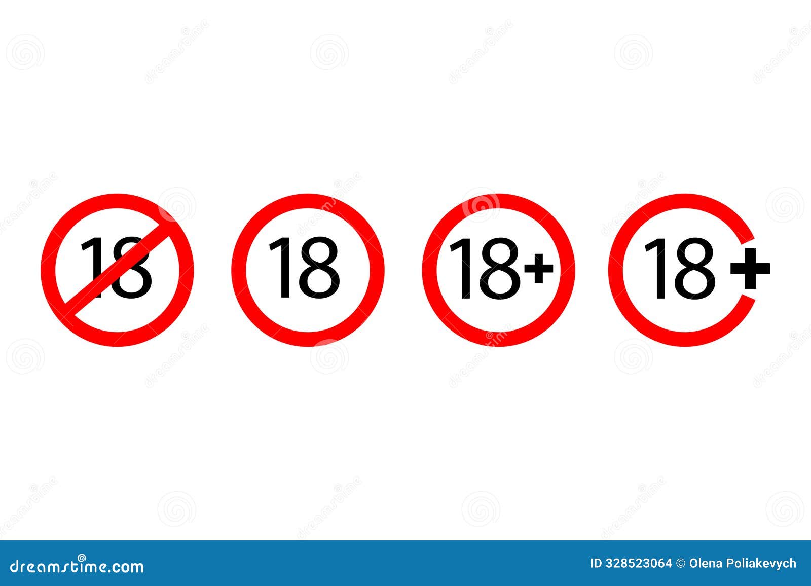 Age Restriction Icons. Red and Black. 18 and 18 Symbols. Vector ...