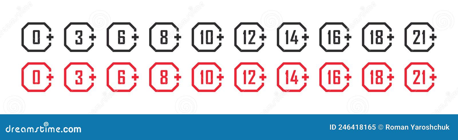 Age Restriction Icons Set. Mark Age Limit. Recommended Age Limit Stock ...