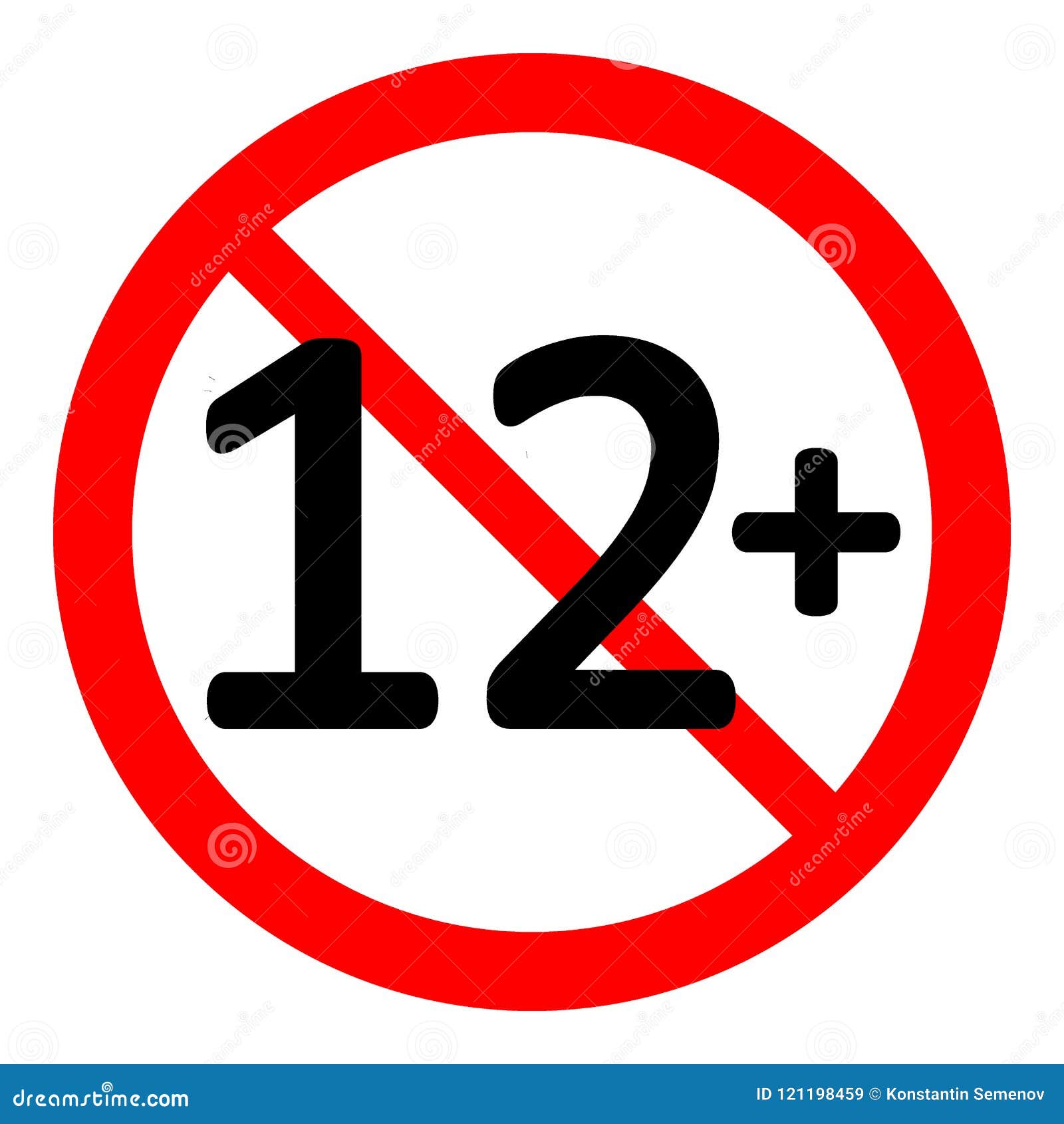 12 age restriction sign. stock illustration. Illustration of isolated ...