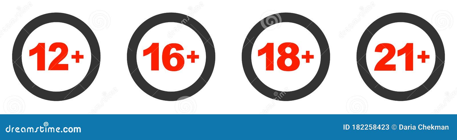 Age Restriction Signs Isolated on a White Background. Vector ...