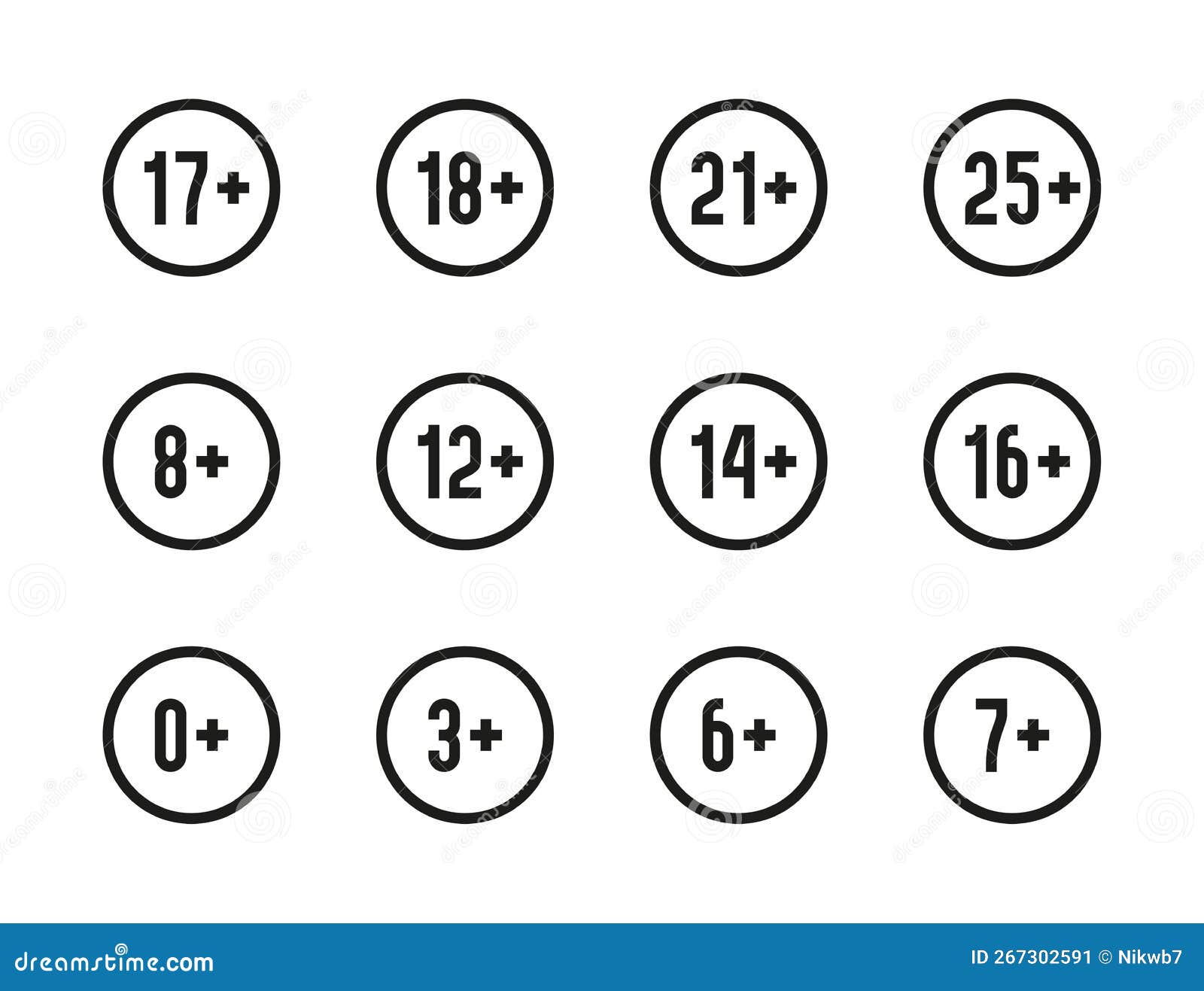 Age Restrictions Line Vector Icons. Stock Vector - Illustration of icon ...