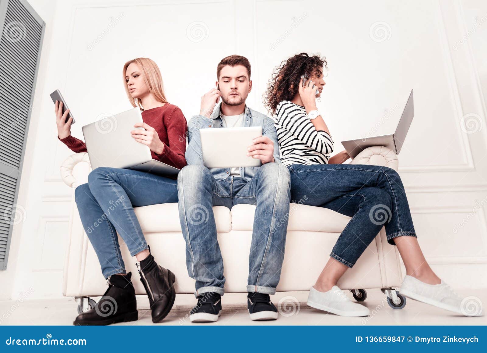 Smart Serious People Using Modern Gadgets Stock Image - Image of ...