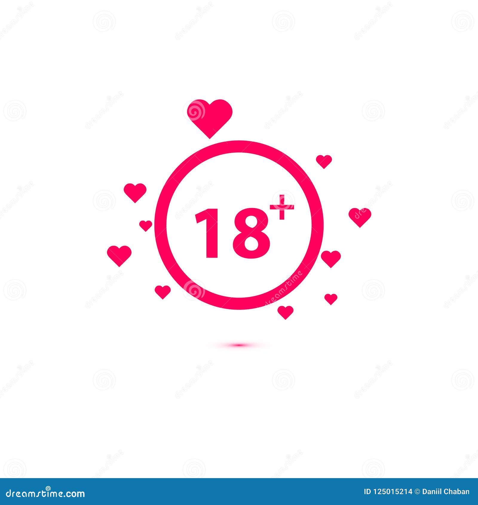 18 Age Warning Stamp with Hearts, Vector Illustration. Flat Design ...