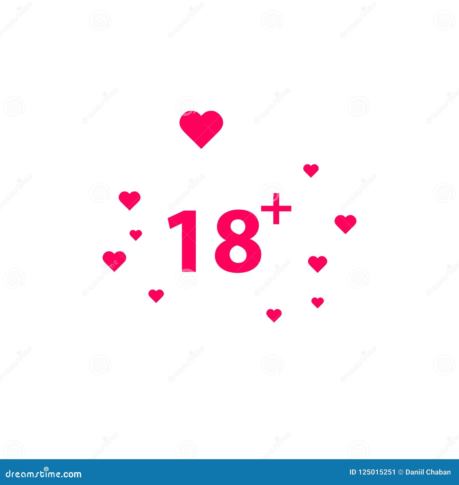 18 Age Warning Stamp with Hearts, Vector Illustration. Flat Design ...