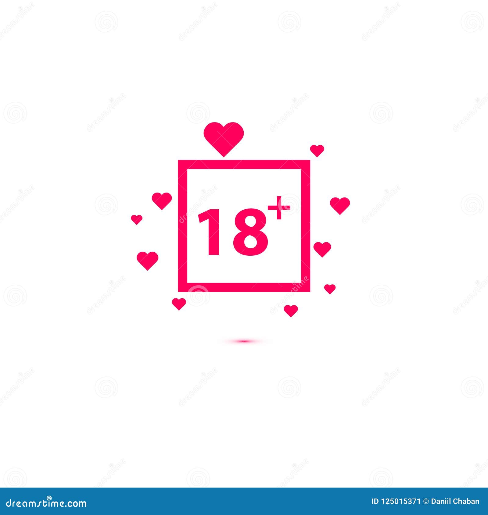 18 Age Warning Stamp with Hearts, Vector Illustration. Flat Design ...