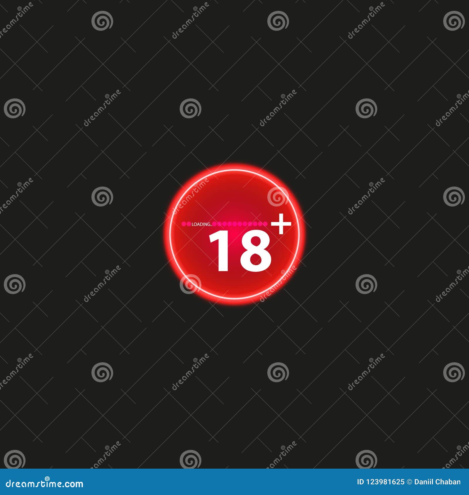 18 Age Warning Stamp with Progress Loading Bar with Lighting Stock ...