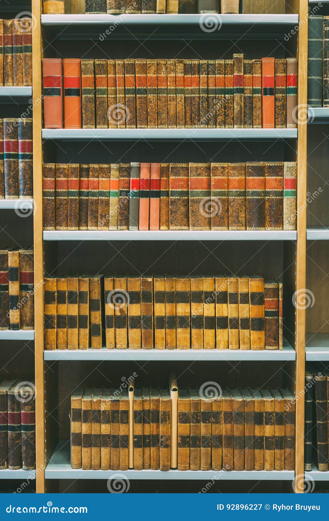 Aged Ancient Antique Old Vintage Books on a Shelfs in Library Stock ...