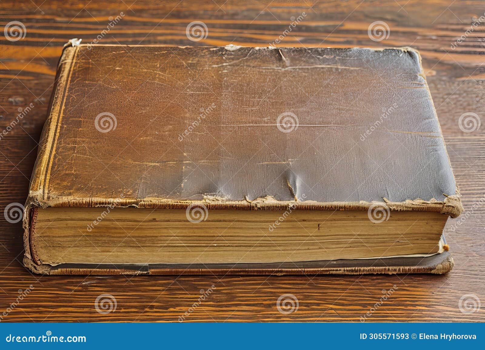 Aged Book with Worn Binding and Discolored Pages Against White Stock ...