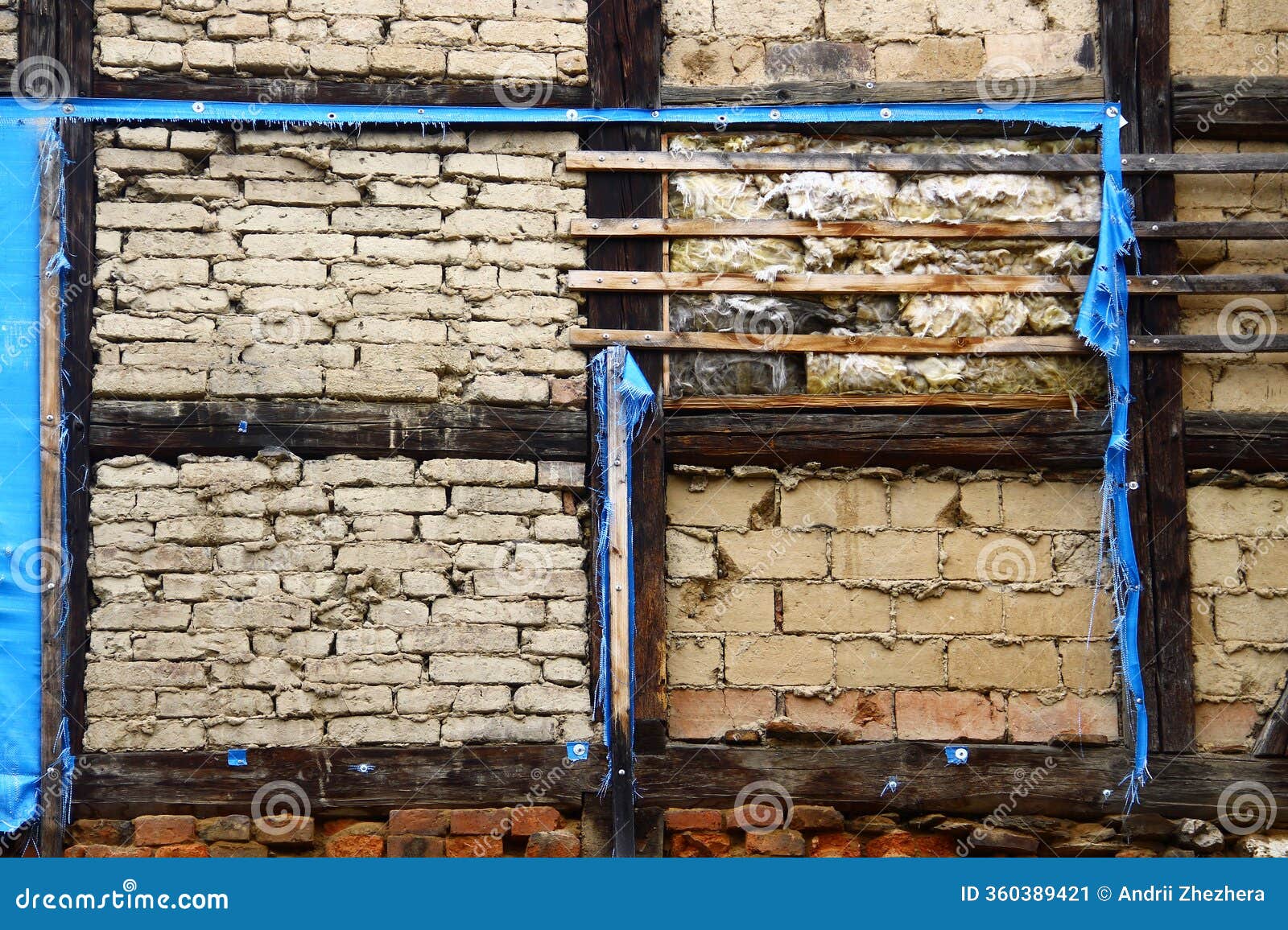 Aged Brick and Timber Wall Texture Stock Image - Image of wall, bricks ...