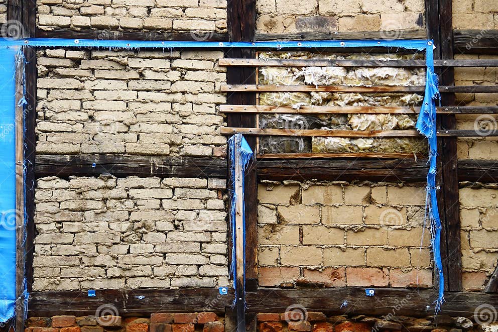 Aged Brick and Timber Wall Texture Stock Image - Image of wall, bricks ...
