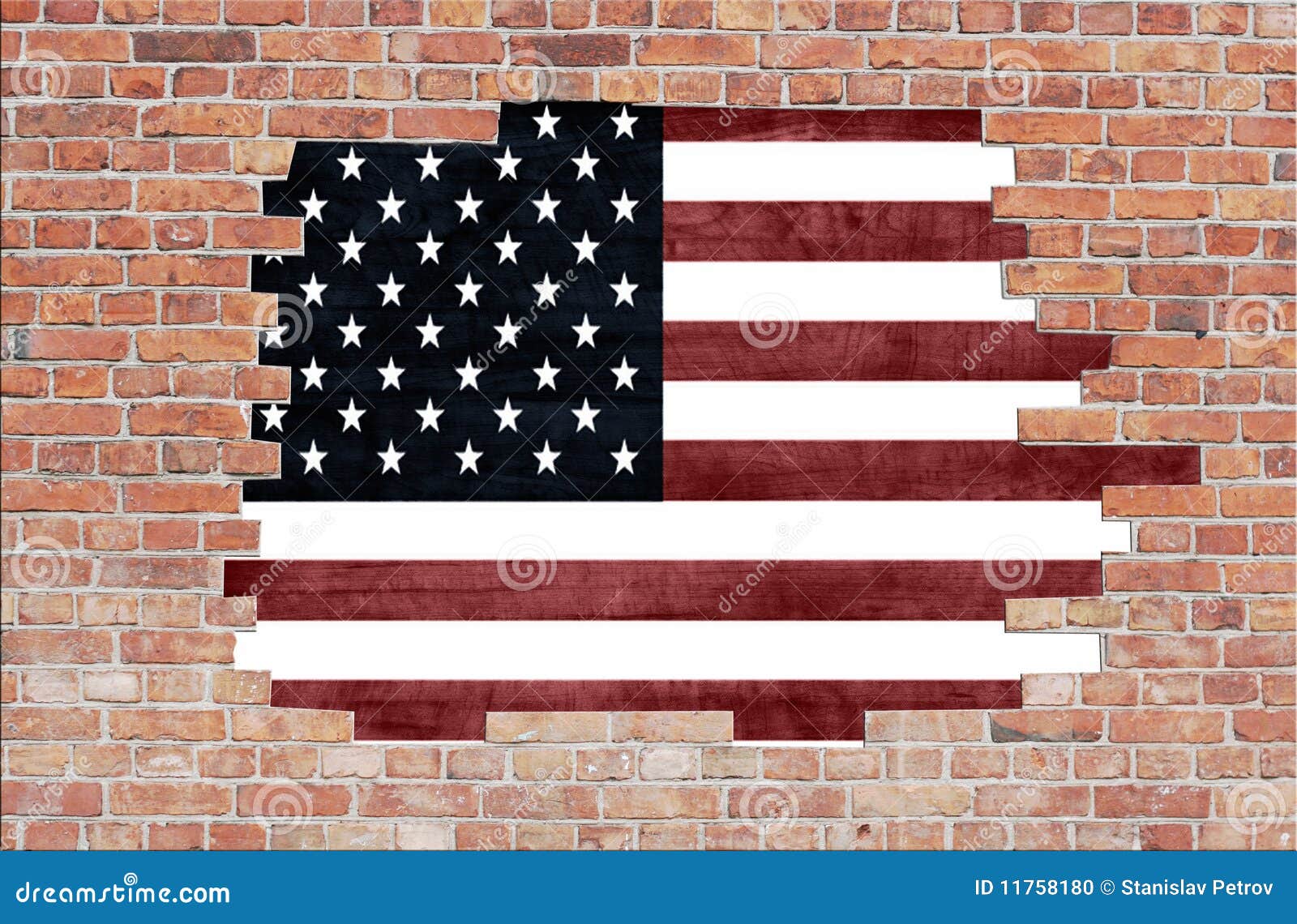 Aged Brick Wall with Flag of USA Stock Photo - Image of dirty, album ...