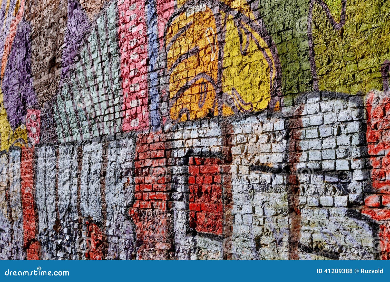 Graffity Brick Wall, Very Small Detail. Abstract Urban Street Art ...
