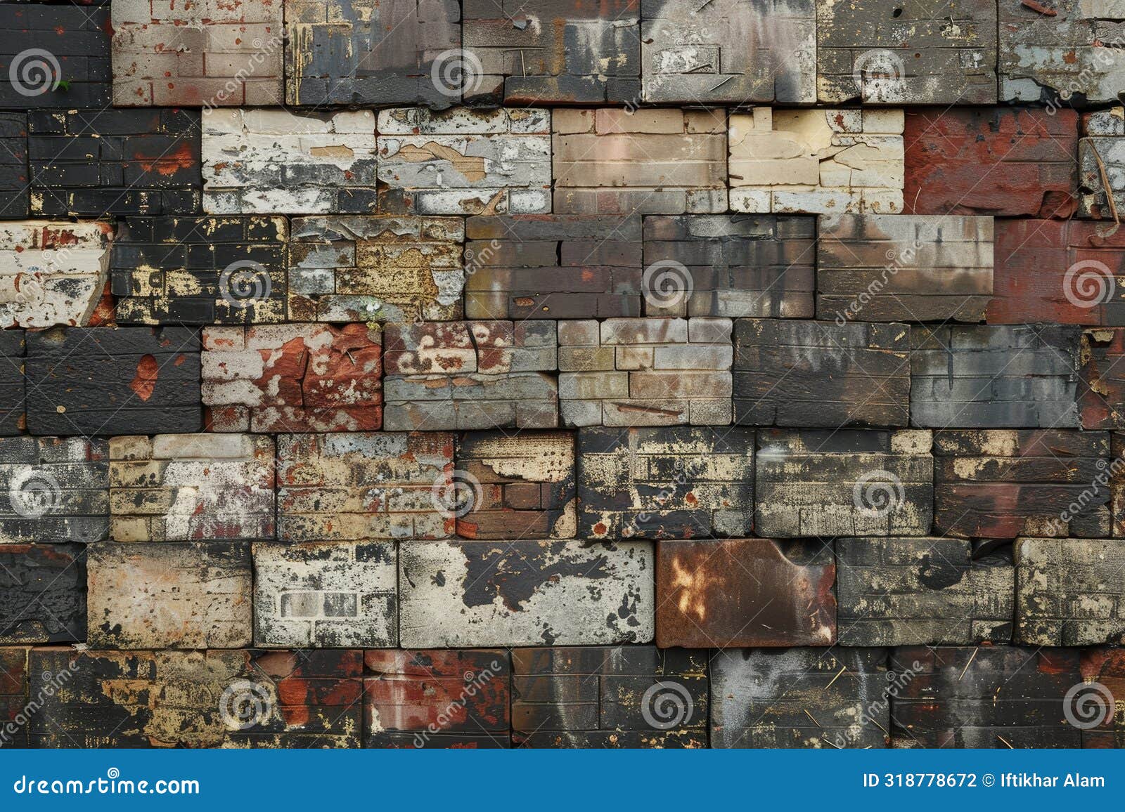 An Aged Brick Wall Showing Signs of Weathering and Paint Remnants ...