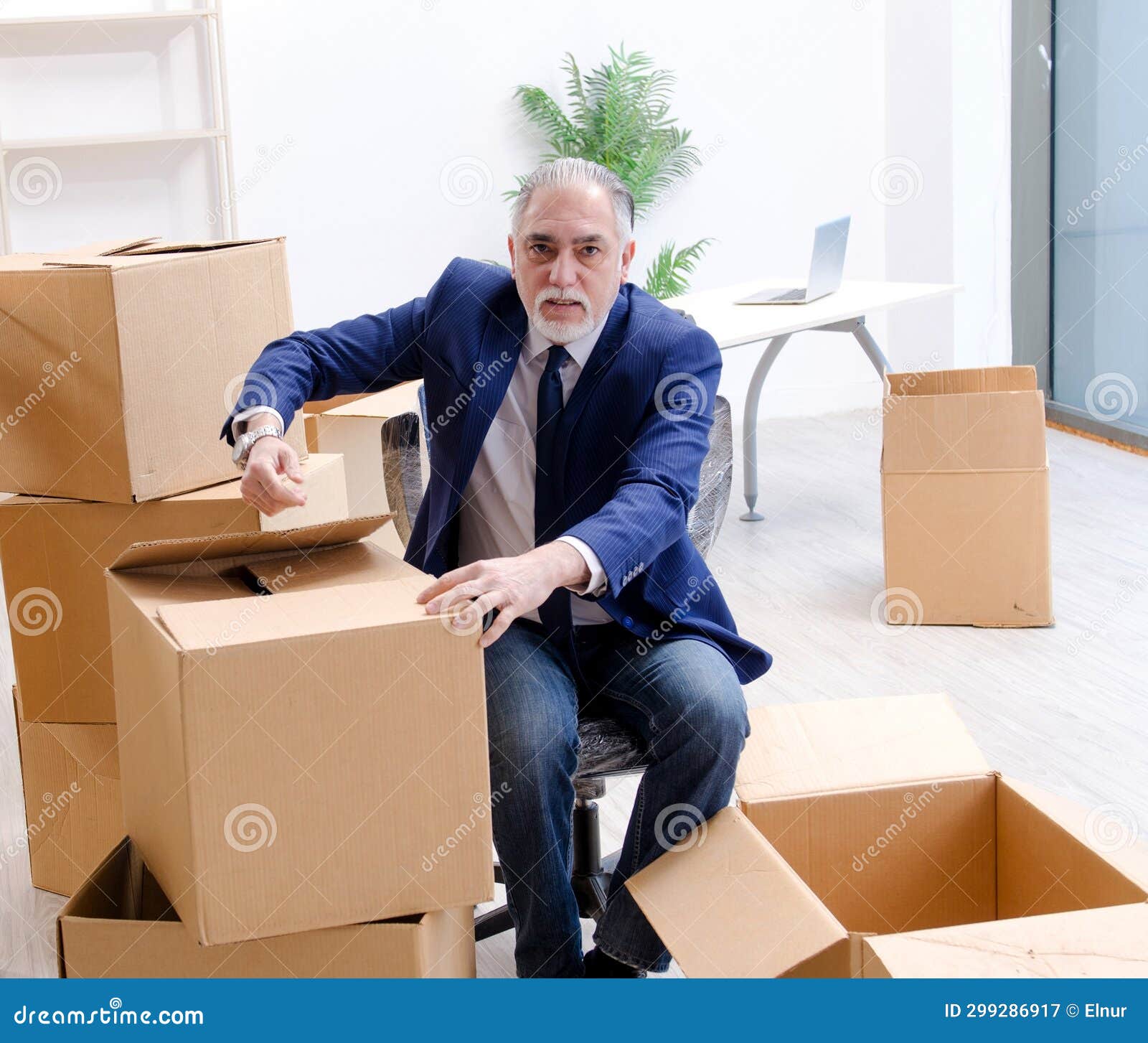 Aged Businessman Moving To New Workplace Stock Image - Image of move ...