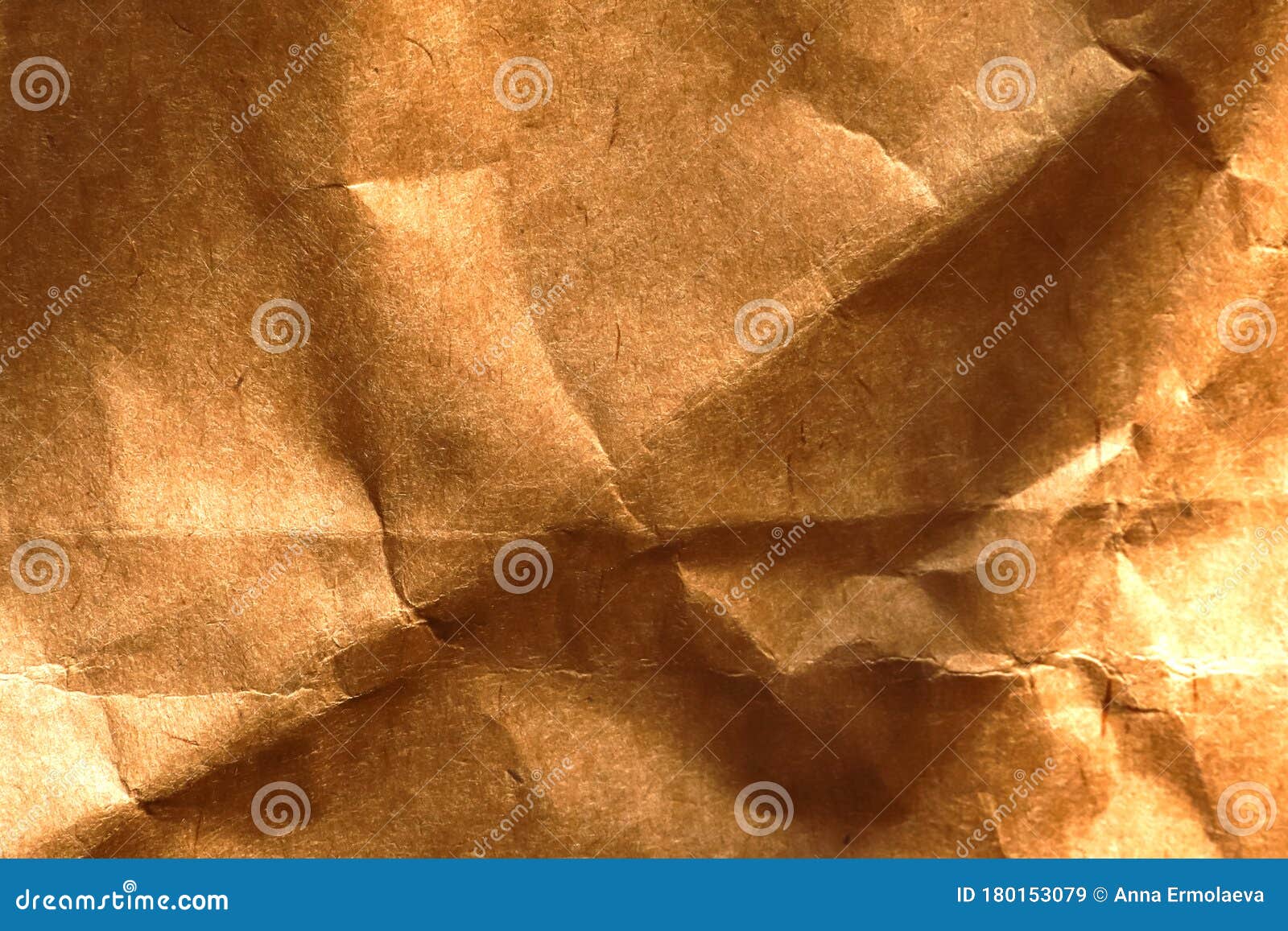 Aged Crumpled Paper Texture Brown Color. Close Up Stock Image - Image ...