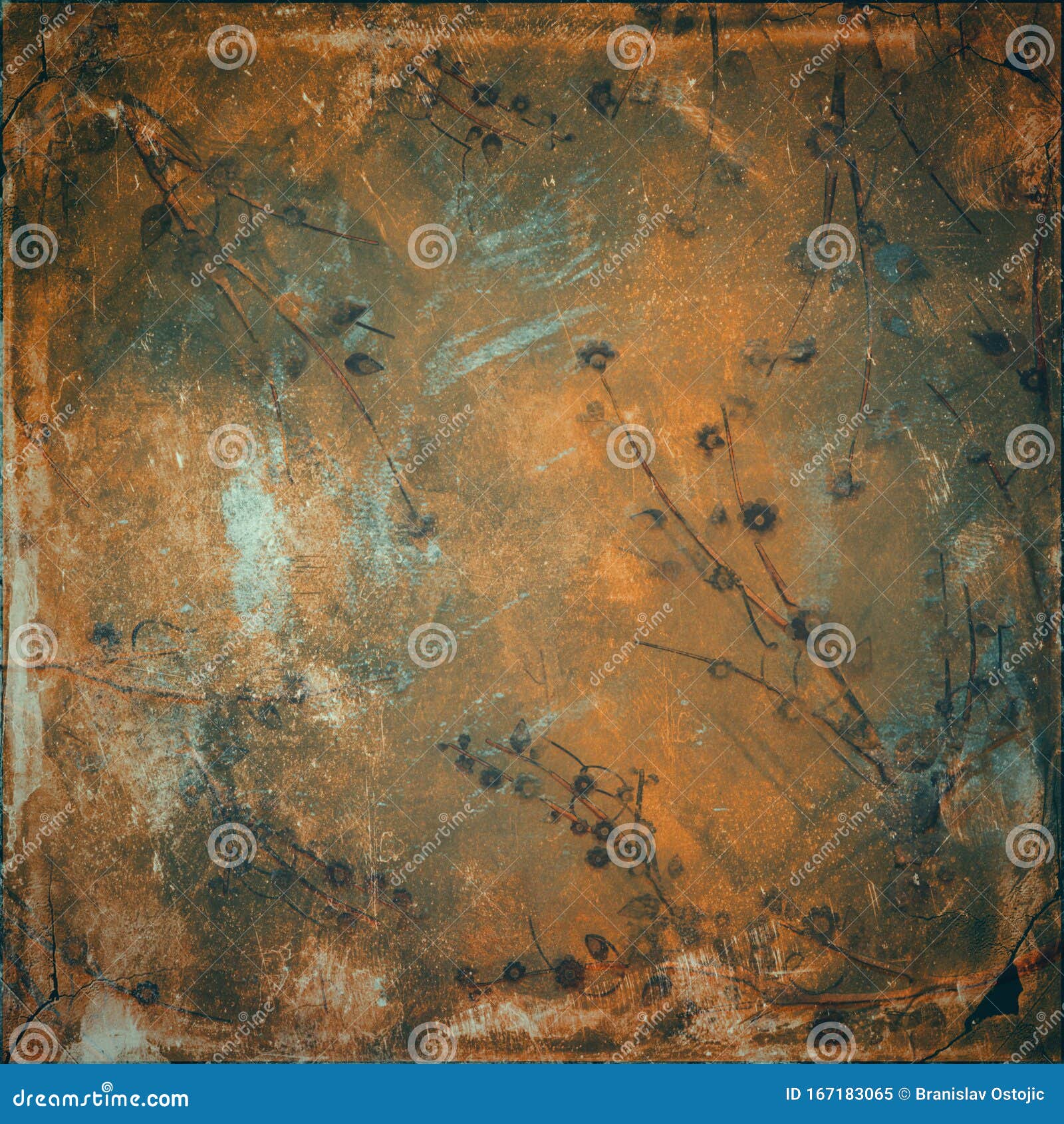 Aged Digital Collage Background Branch Element and Different Textures ...