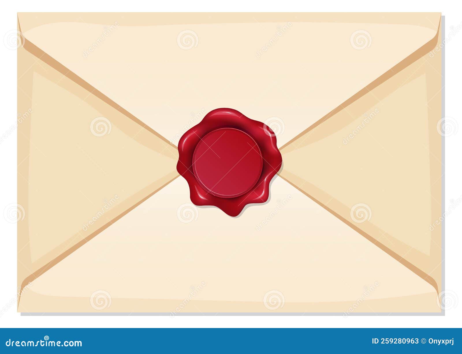 Aged Envelope Sealed with Red Rubber Postal Stamp Stock Vector ...
