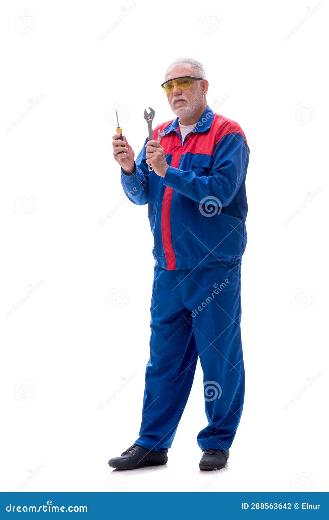 Old Foreman Isolated on White Stock Photo - Image of instrument ...