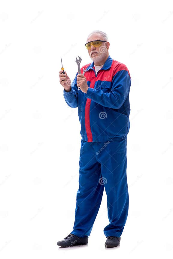 Old Foreman Isolated on White Stock Photo - Image of instrument ...