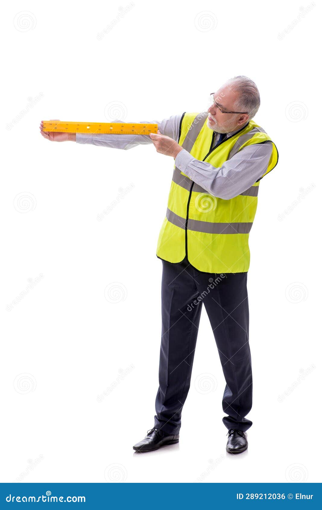 Old Foreman Isolated on White Stock Photo - Image of draftsman, elderly ...