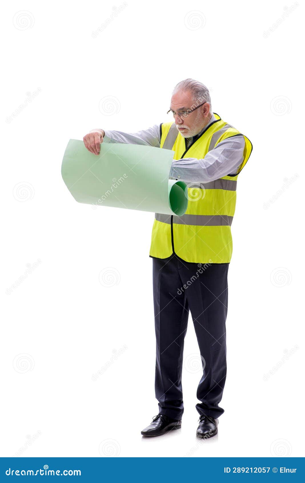 Old Foreman Isolated on White Stock Image - Image of blueprints, paper ...