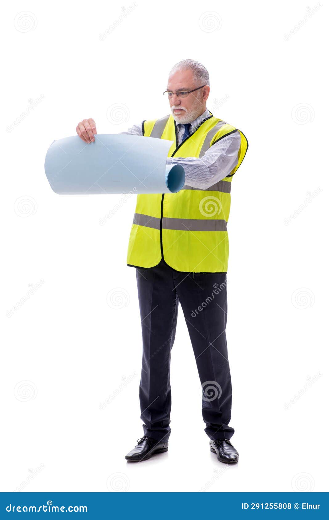 Old Foreman Isolated on White Stock Photo - Image of roll, blue: 291255808