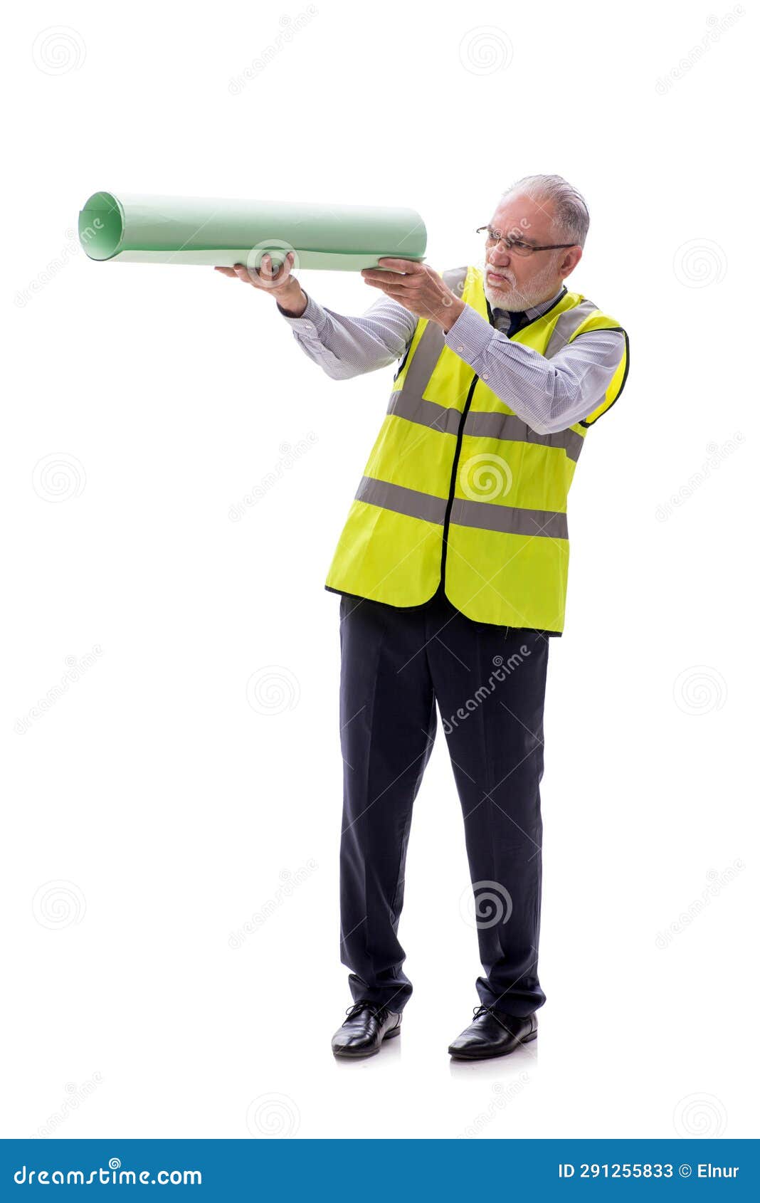 Old Foreman Isolated on White Stock Image - Image of builder, worker ...