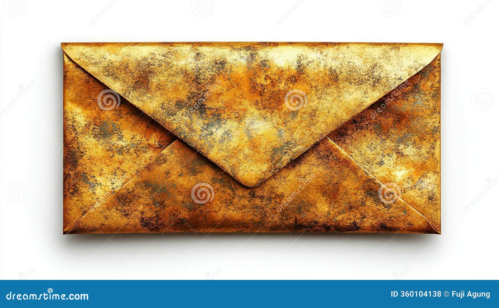 Aged Gold Envelope, Isolated, White Background, Texture, Message Stock ...