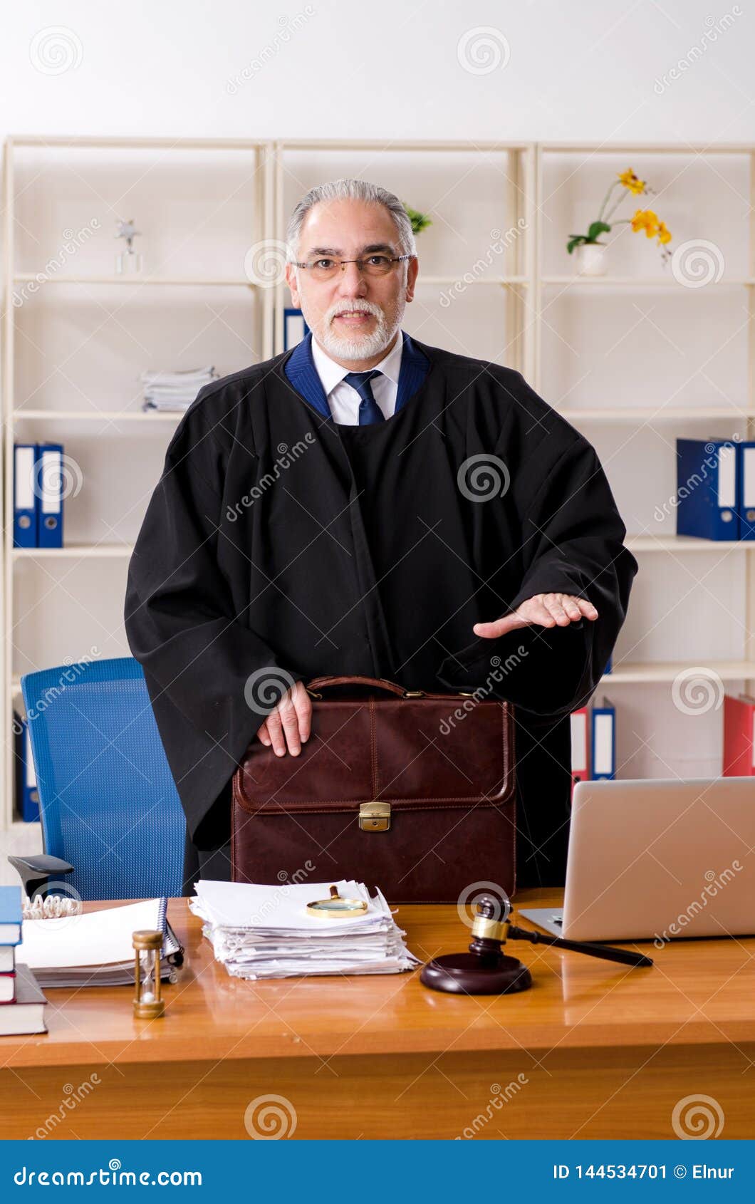 The Aged Lawyer Working in the Courthouse Stock Image - Image of ...