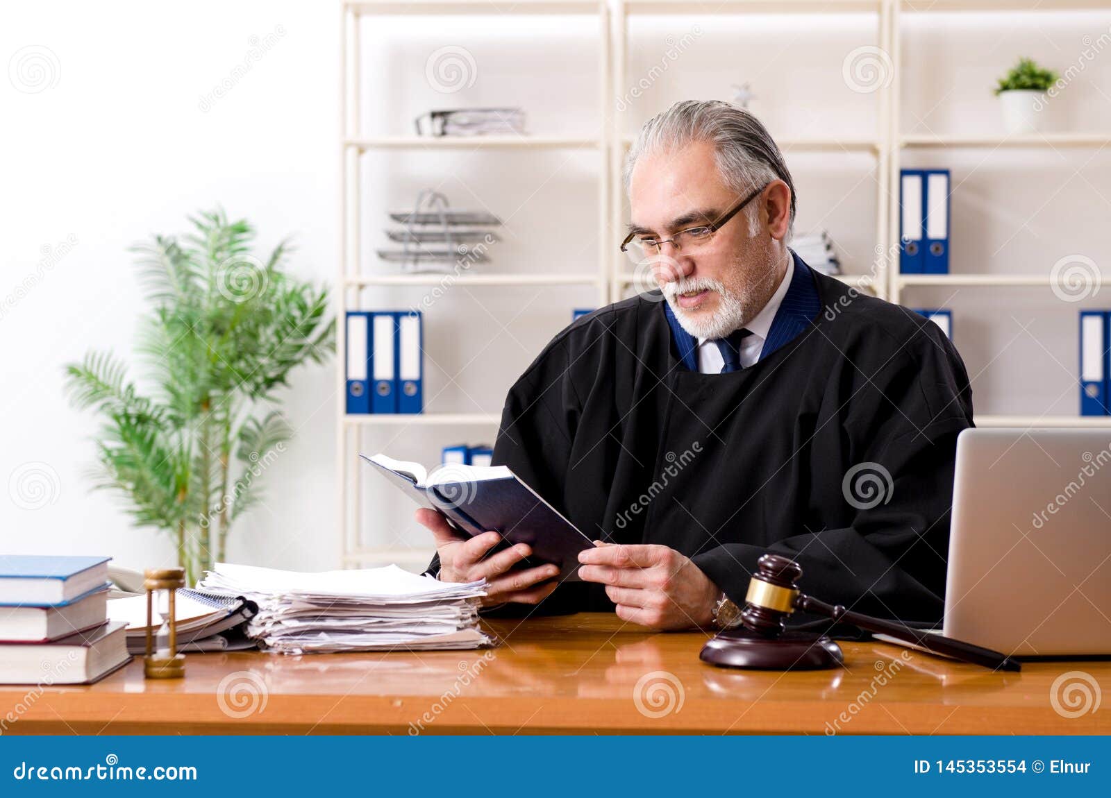 The Aged Lawyer Working in the Courthouse Stock Photo - Image of ...