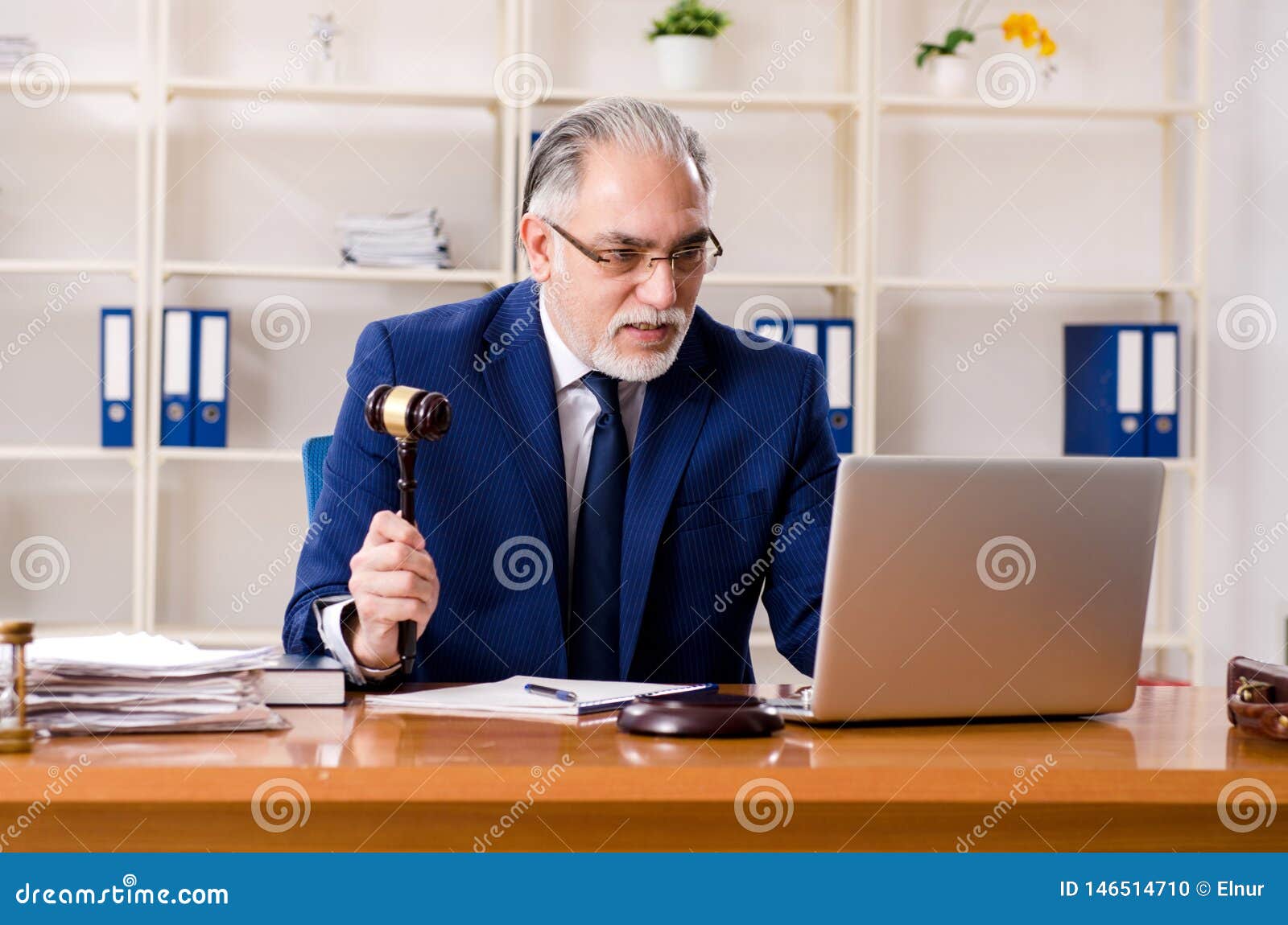 The Aged Lawyer Working in the Courthouse Stock Photo - Image of ...