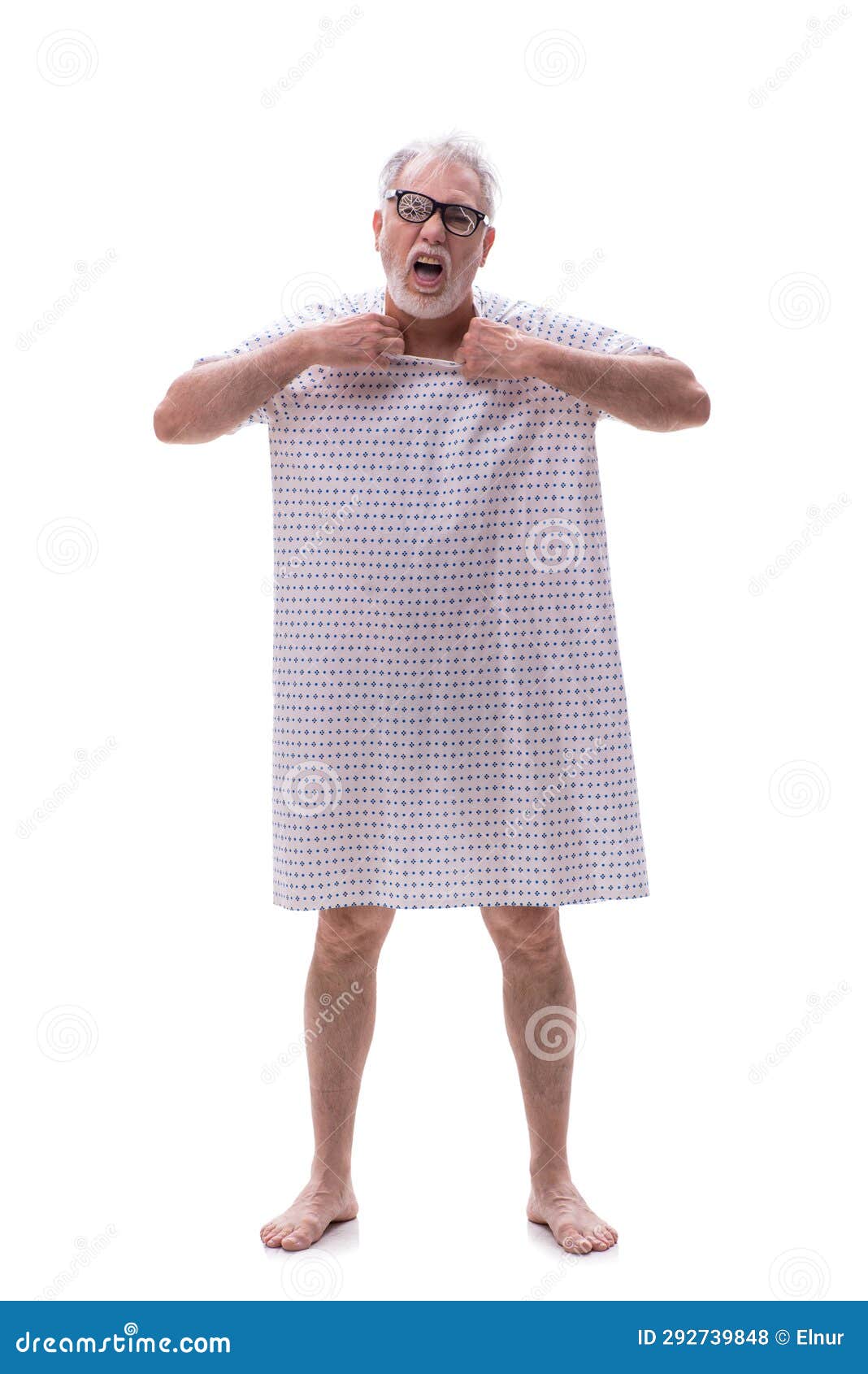 Old Mad Man Isolated on White Stock Photo - Image of insane, fear ...