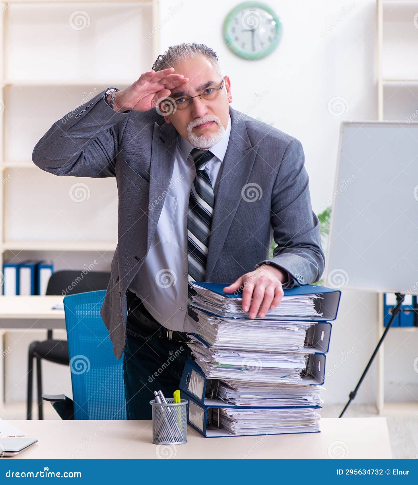 Aged Male Employee Unhappy with Excessive Work Stock Photo - Image of ...