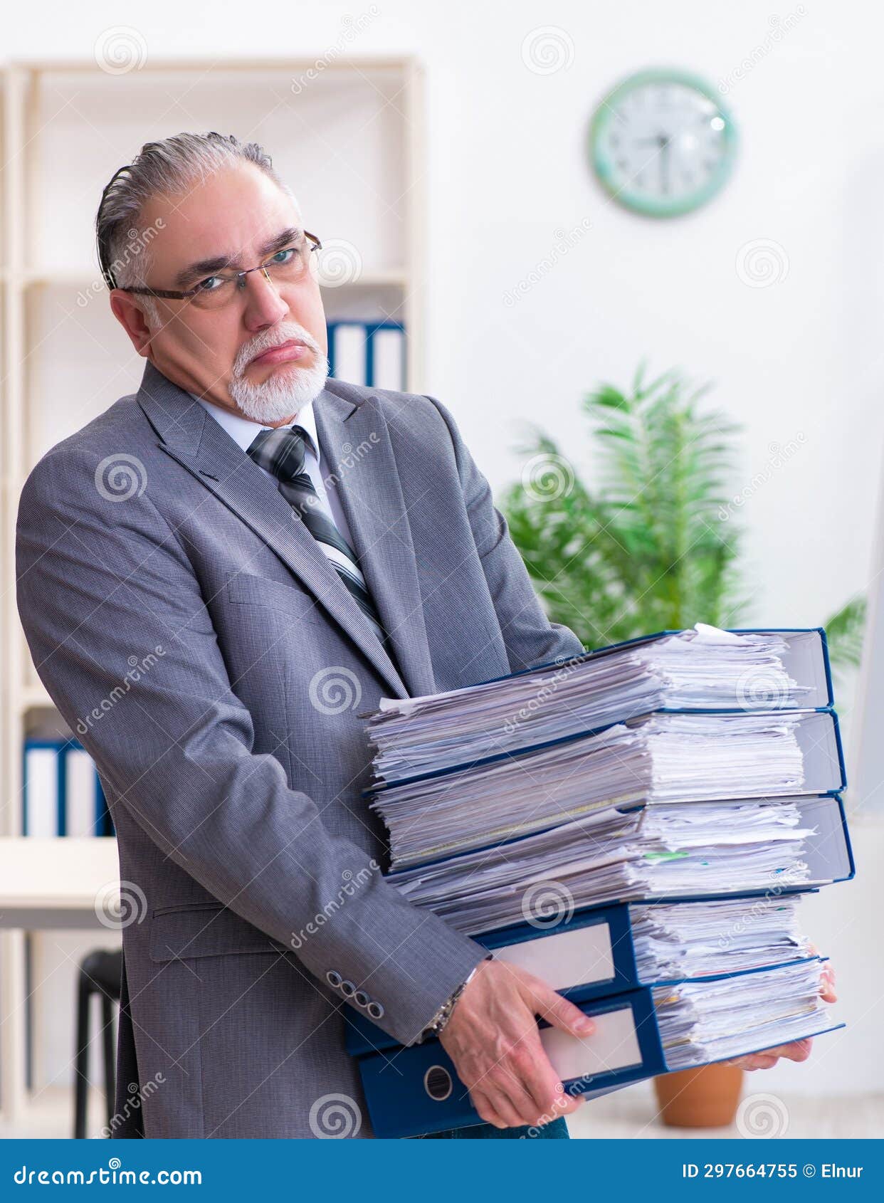 Aged Male Employee Unhappy with Excessive Work Stock Image - Image of ...