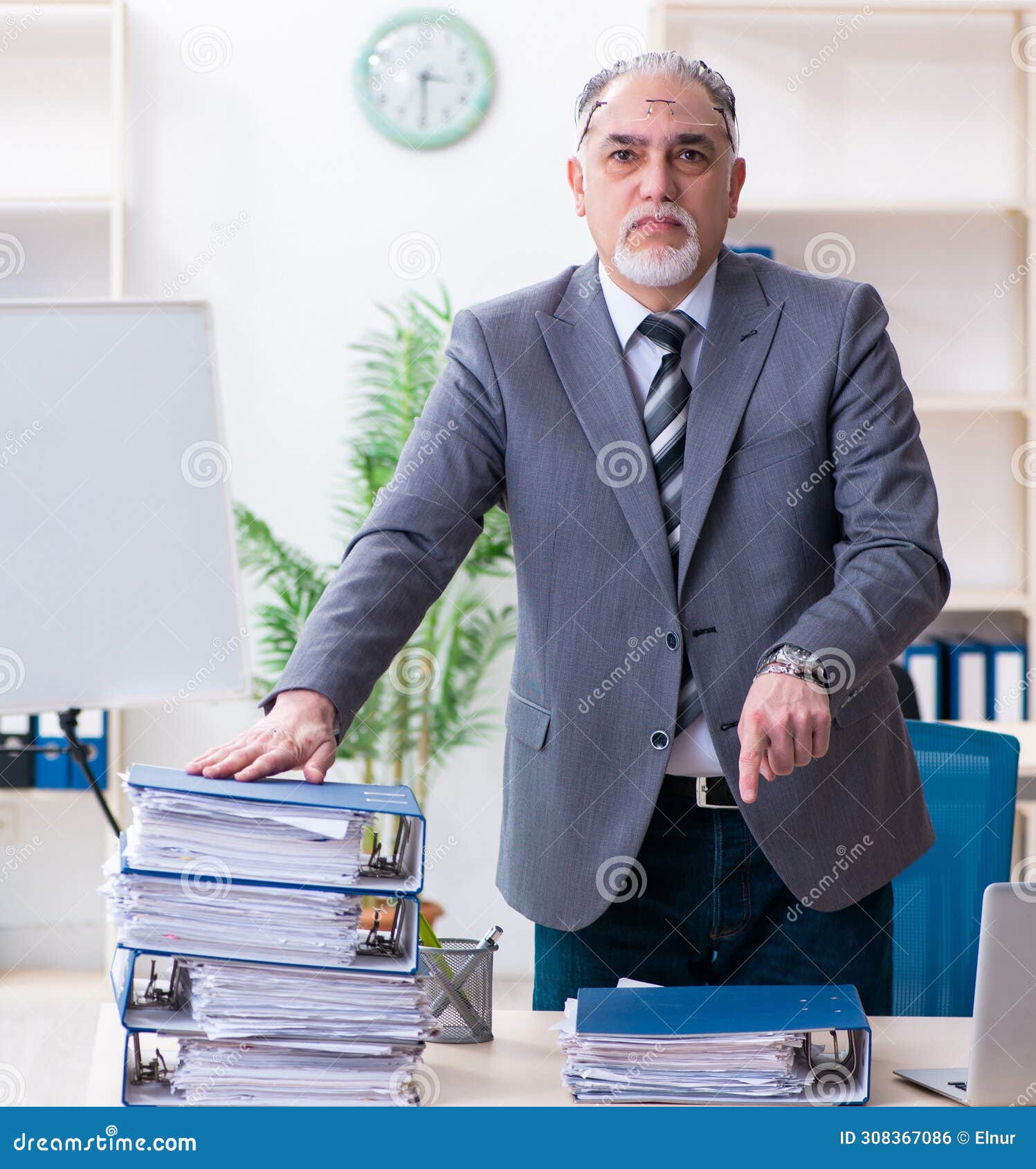 Aged Male Employee Unhappy with Excessive Work Stock Photo - Image of ...