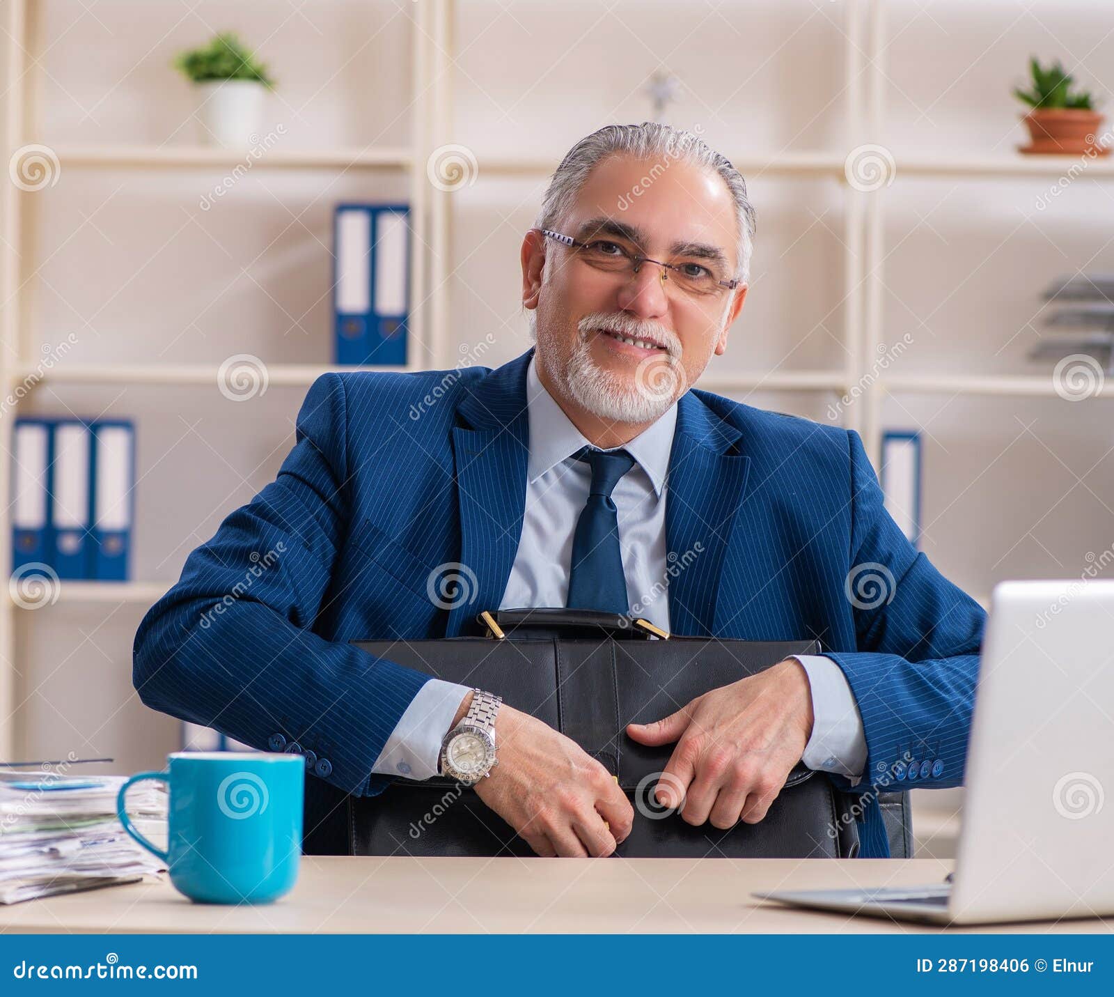 Aged Male Employee Working in the Office Stock Photo - Image of ...