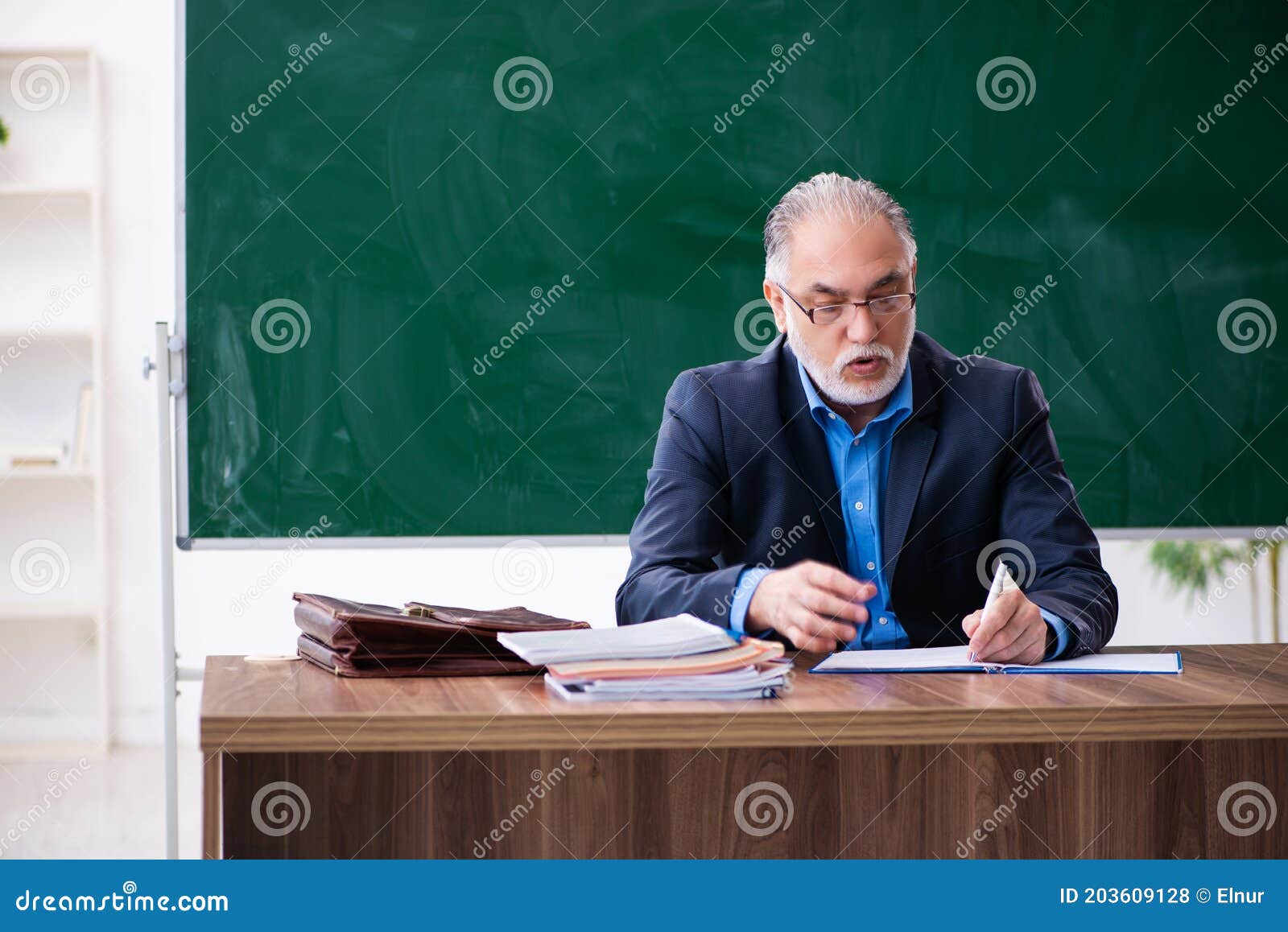 Old Male Math Teacher in the Classroom Stock Photo - Image of high ...