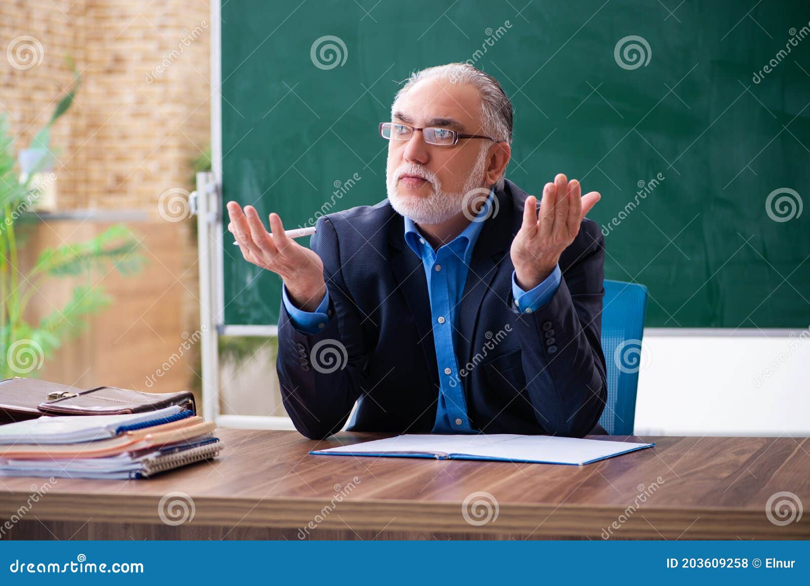 Old Male Math Teacher in the Classroom Stock Photo - Image of lecture ...