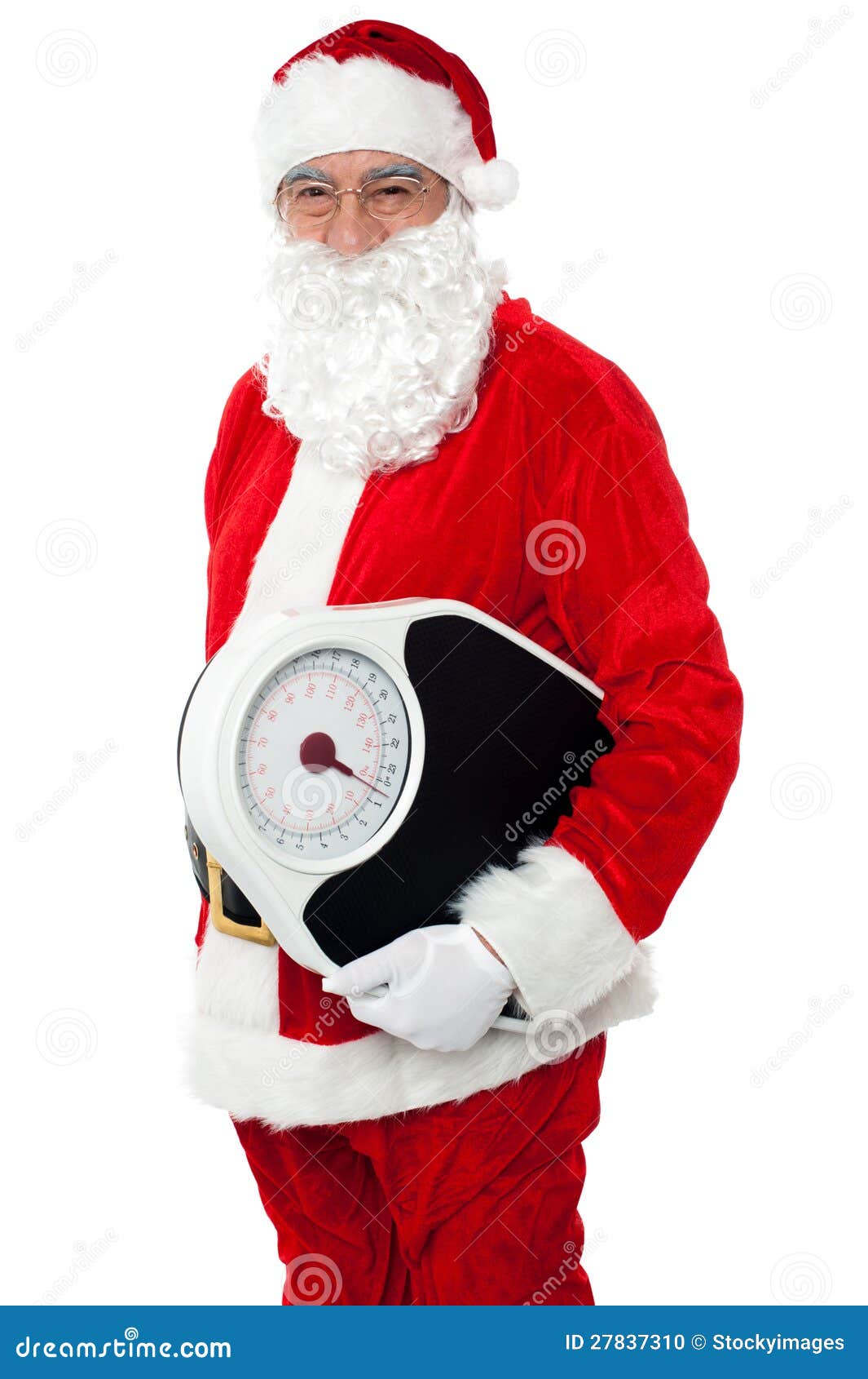 Aged Male Santa Holding Weighing Scale Stock Photo - Image of positive ...